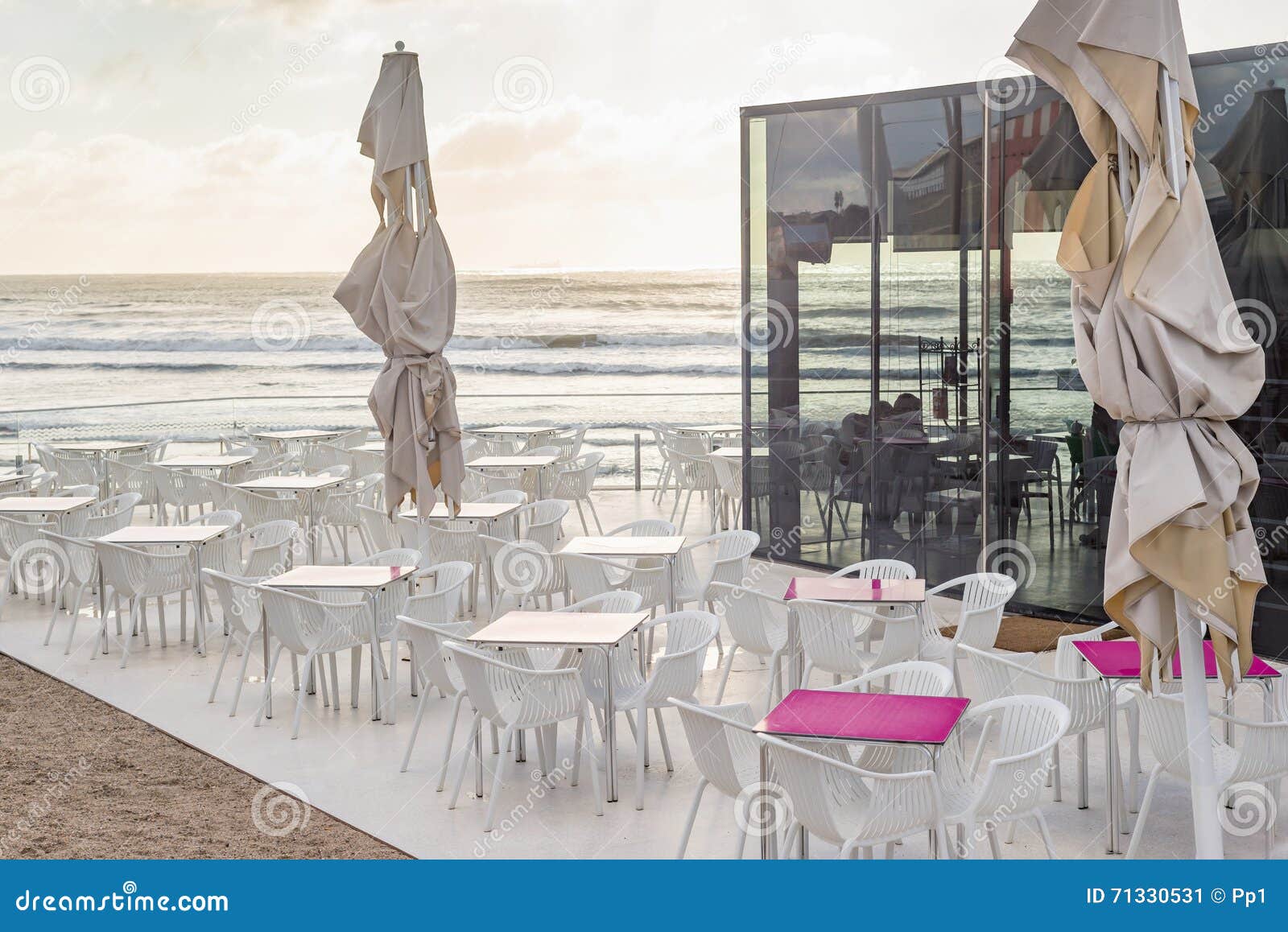 Beach Restaurant Cafe Chair Table Sunset Stock Image - Image of resort ...