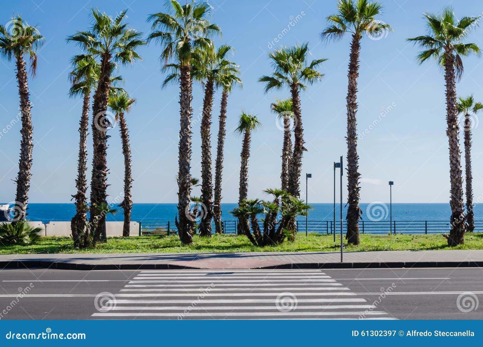 Beach Road Along Mediterranean Sea Stock Image - Image of road, city ...