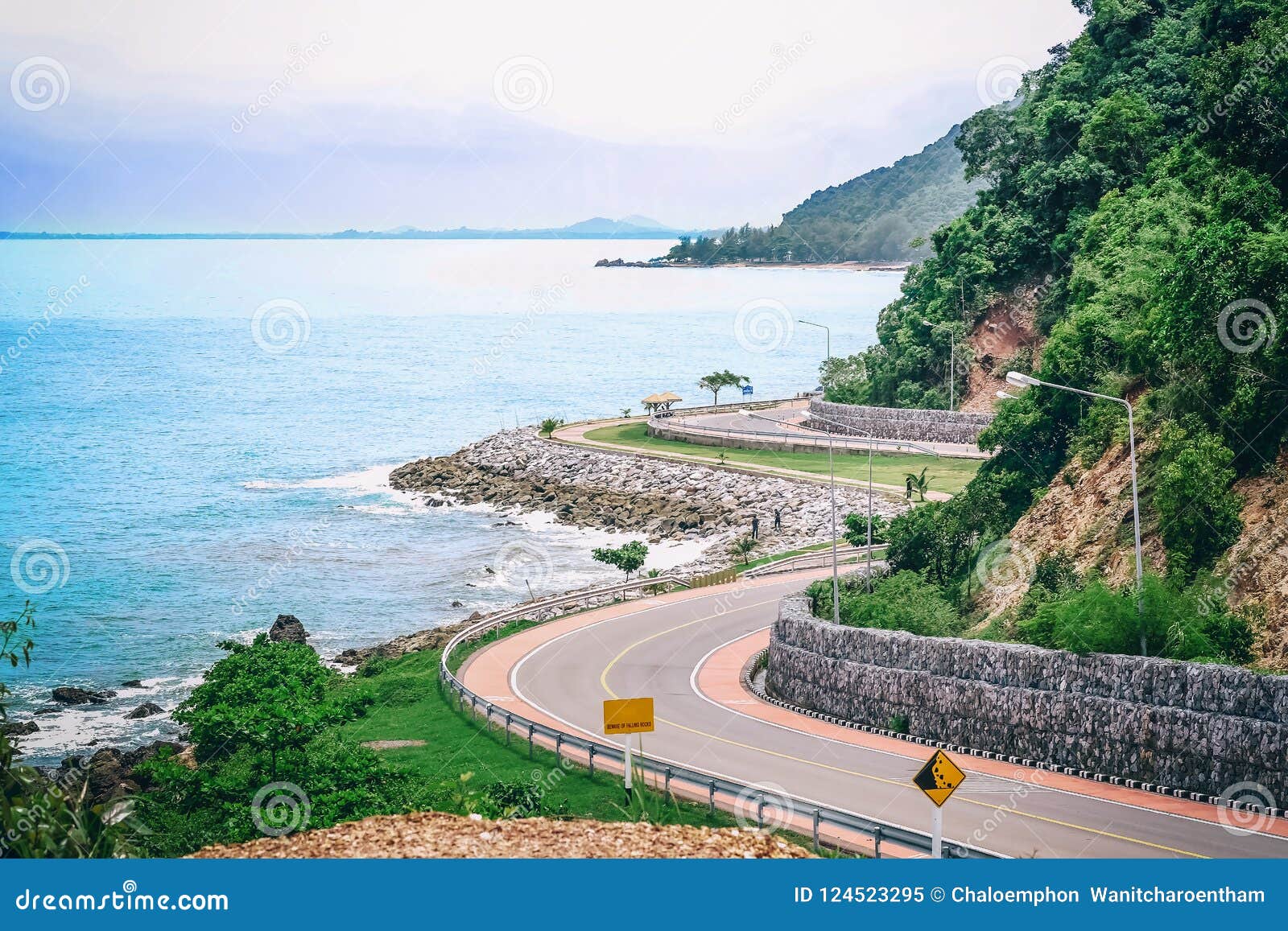The Beach Road with Mountains, Sea, Beautiful Sky. Stock Image - Image ...