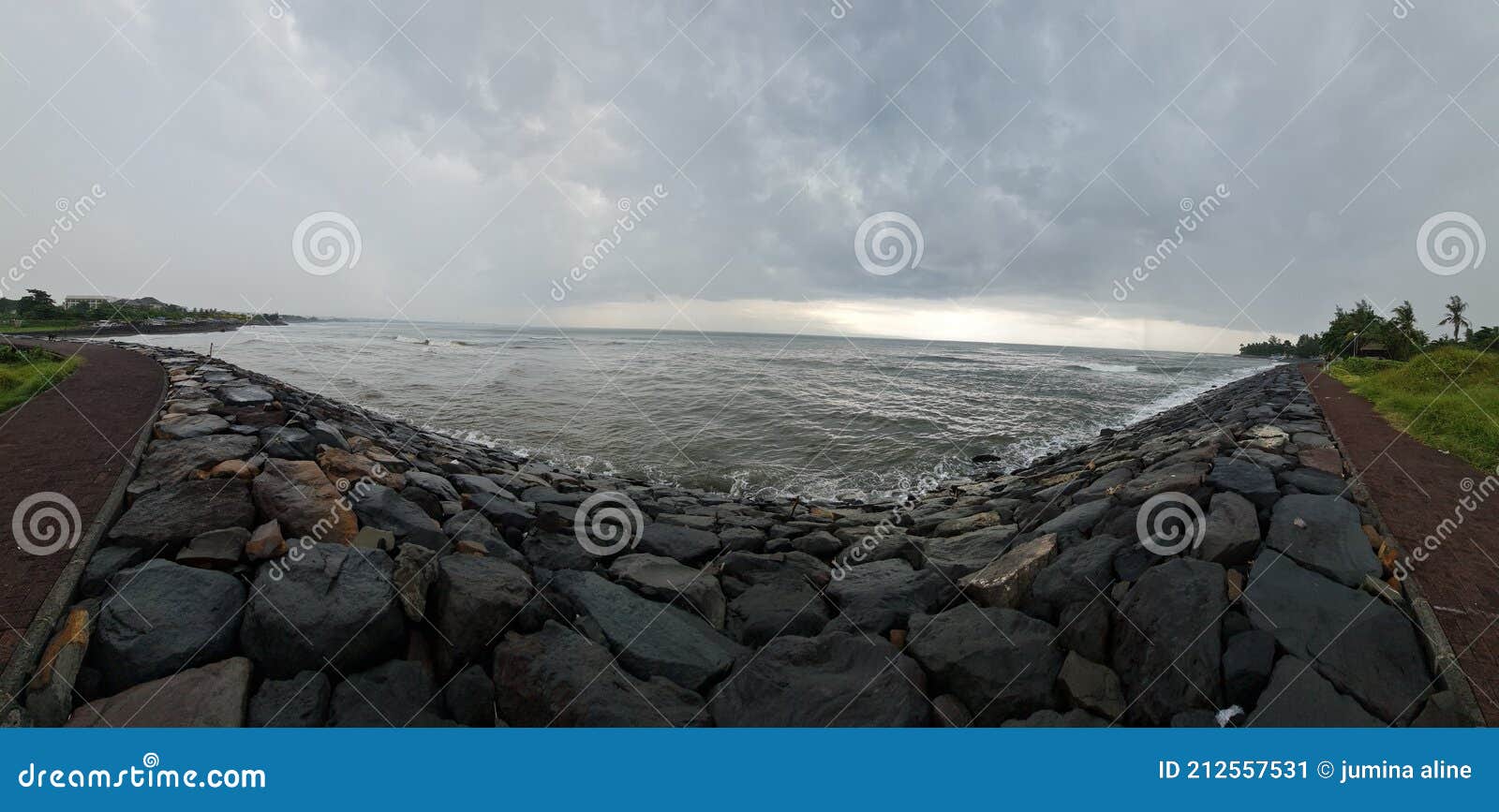 Beach and Rock on the Rainy Season Stock Image - Image of rock, wave ...