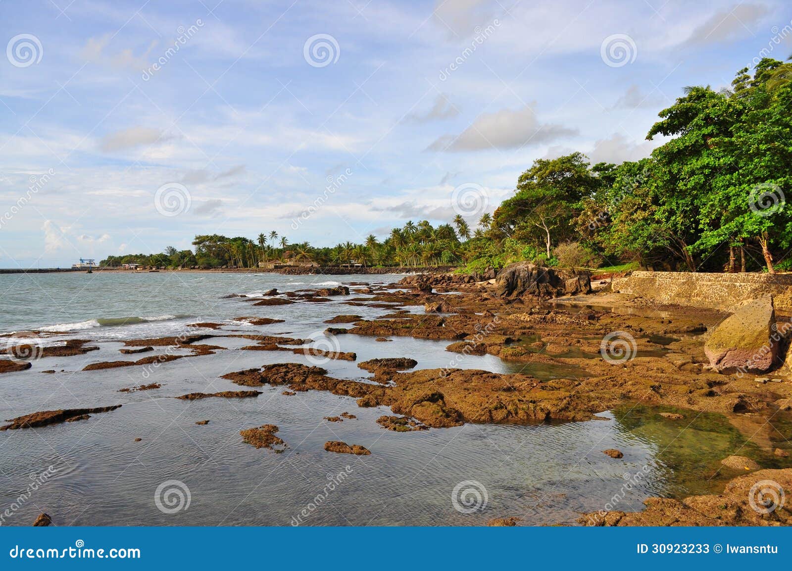 Beach with Rocks at Anyer, Indonesia Stock Image - Image of rock ...