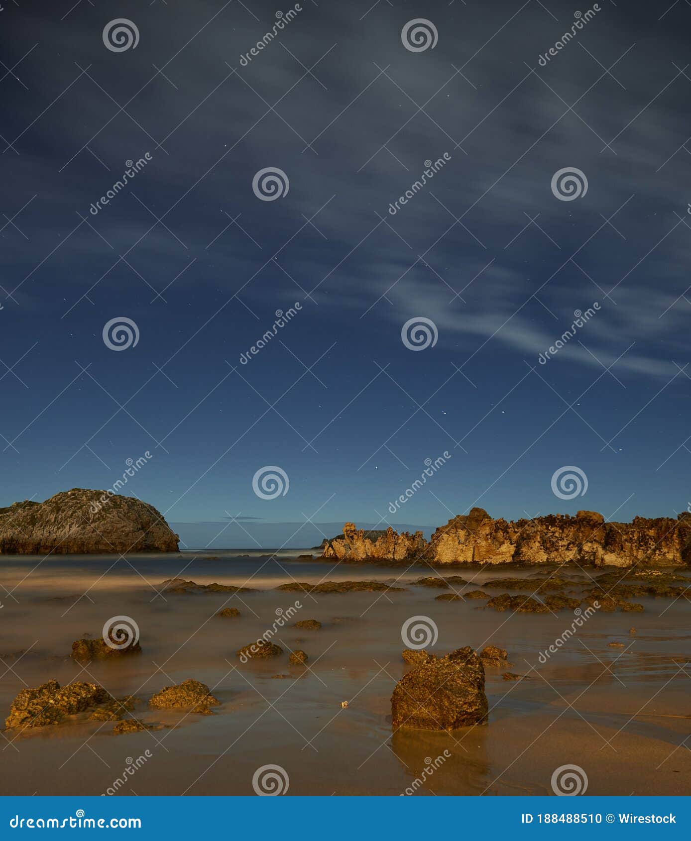 Beach with Rocks in Playa De Ris, Noja, Spain Stock Photo - Image of ...