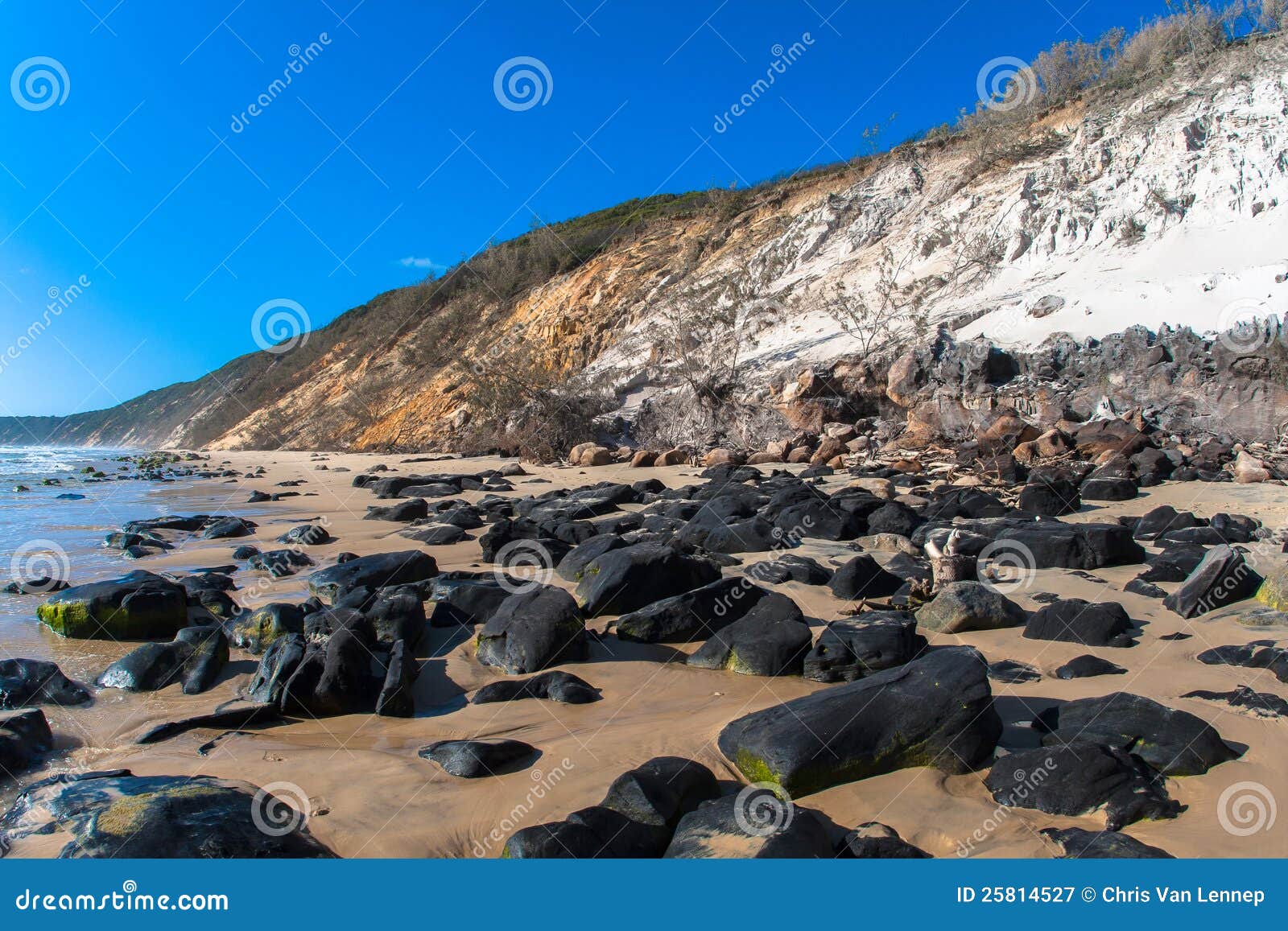 Beach Rocks Sand Hillside Contrasts Stock Image - Image of earth ...