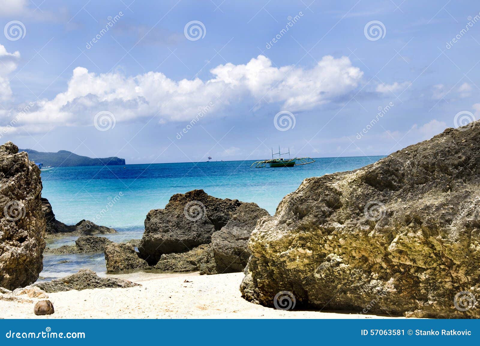 Beach with rocks in water stock image. Image of maritime - 57063581