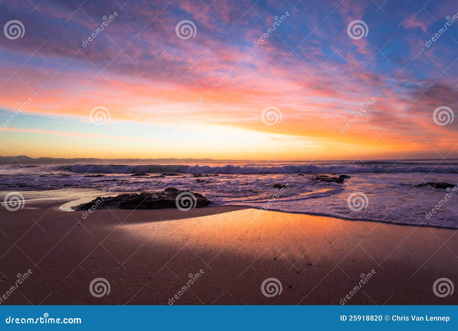 Beach Rocks Water Dawn Color Stock Photo - Image of pink, beach: 25918820