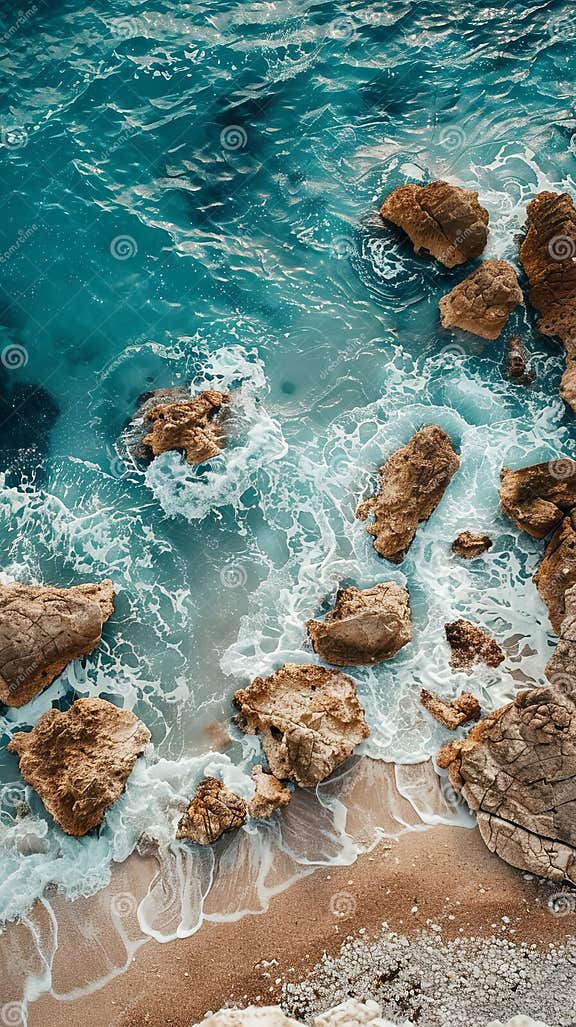 A Beach with Rocks and Waves Stock Photo - Image of landforms, nature ...