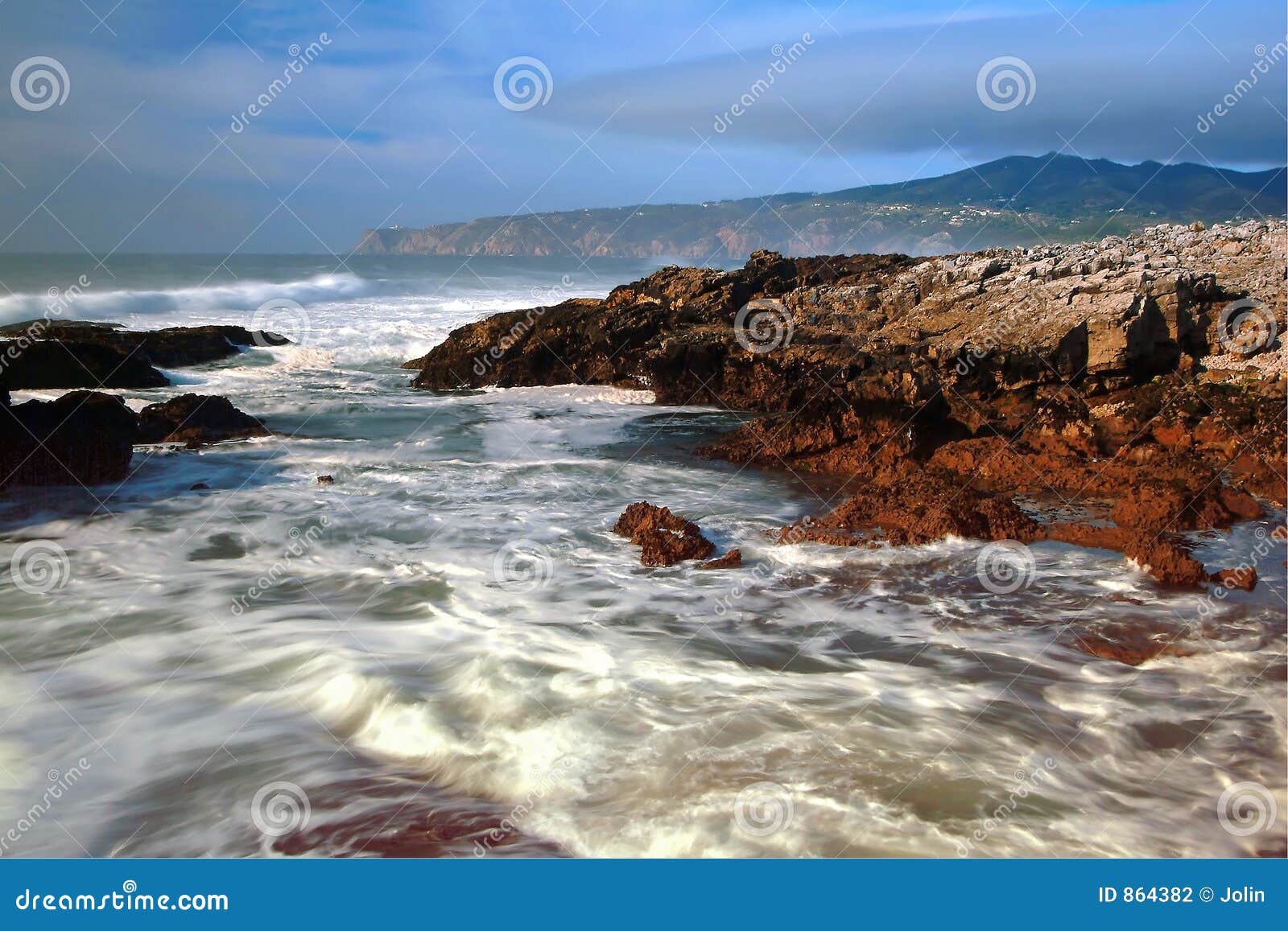 Beach with Rocks, Waves Stream and Fog Stock Photo - Image of waves ...