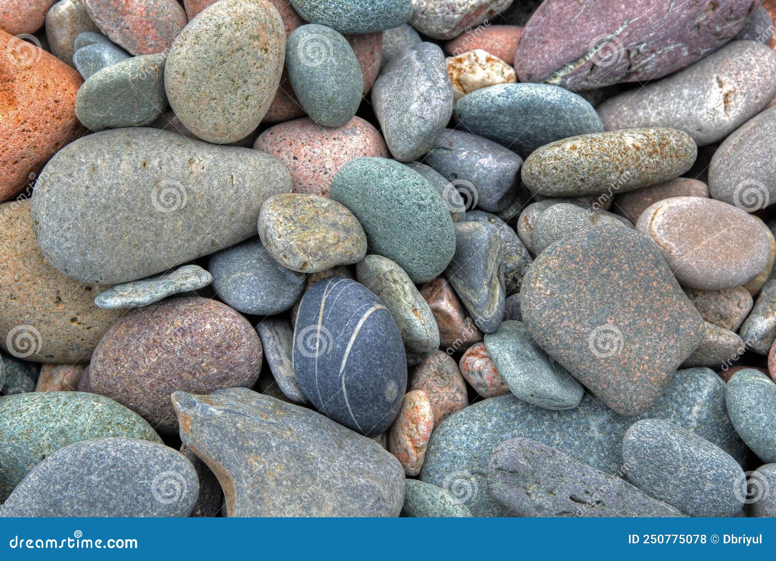 Beach Rounded Rocks in Various Colors from Ocean Stock Photo - Image of ...