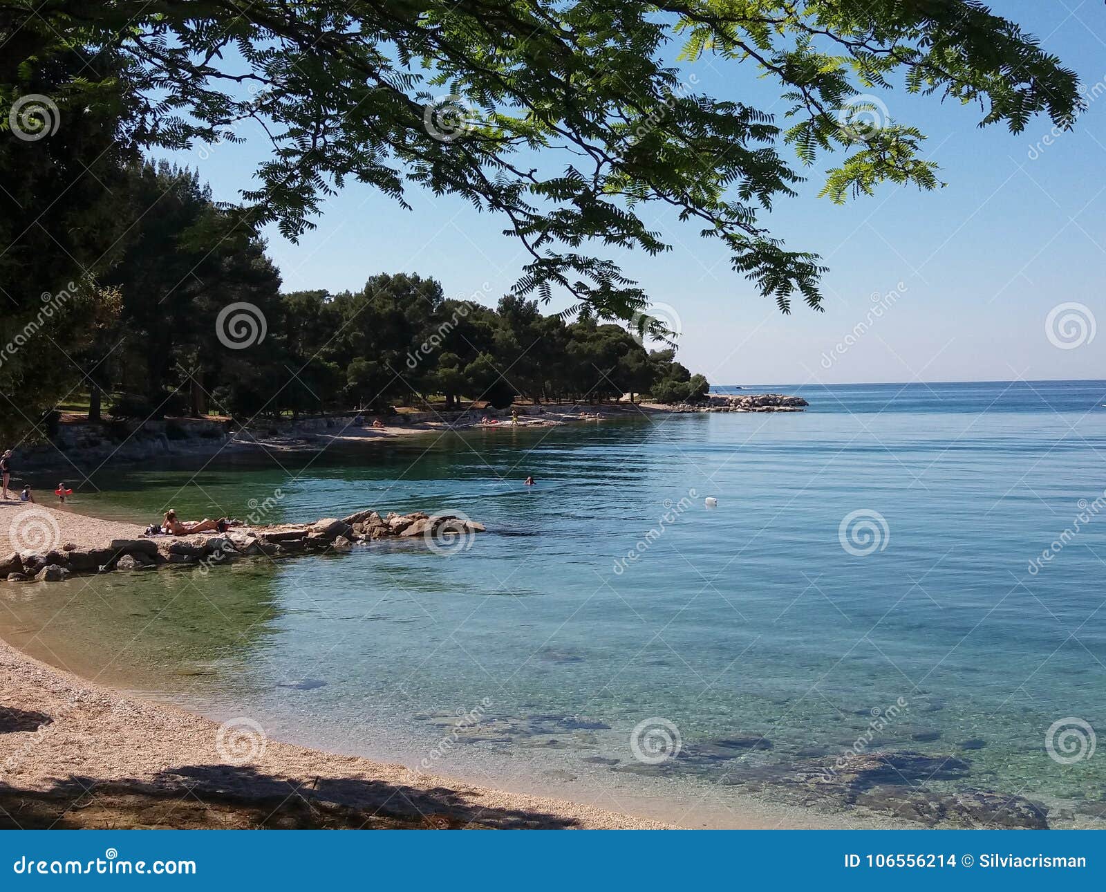 The beach in Rovinj editorial stock image. Image of view - 106556214