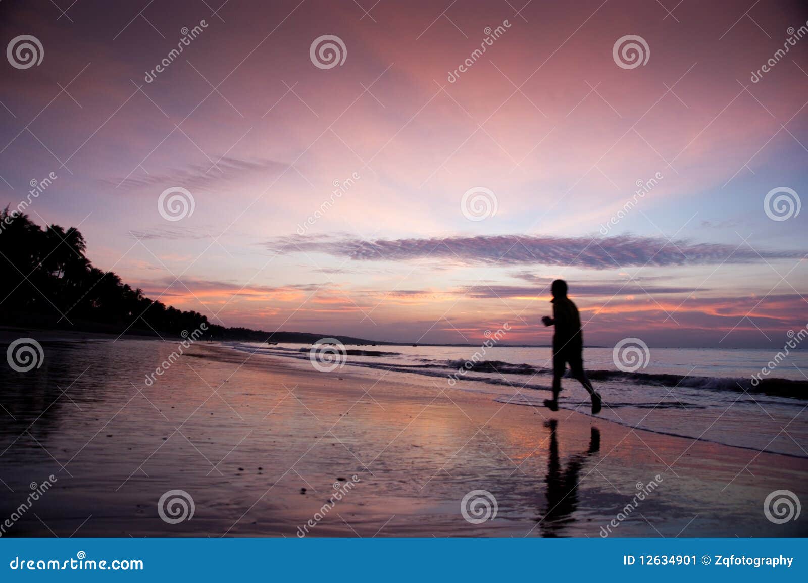 Beach Running stock image. Image of relax, golden, clouds - 12634901