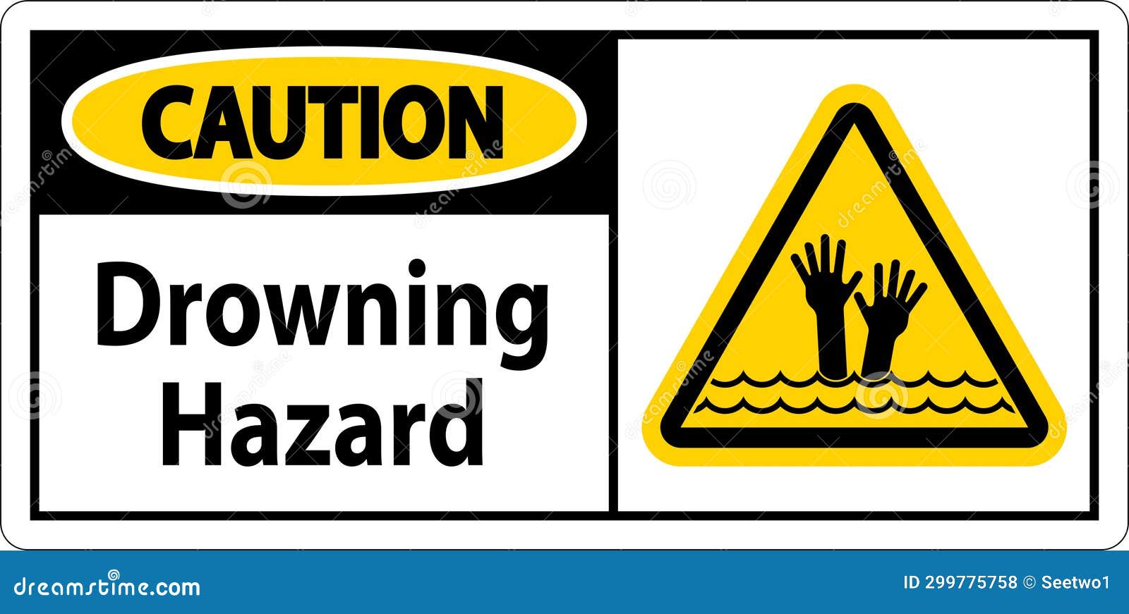 Beach Safety Sign Caution - Drowning Hazard Stock Vector - Illustration ...