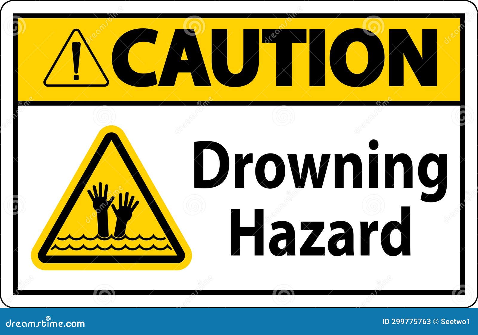 Beach Safety Sign Caution - Drowning Hazard Stock Vector - Illustration ...