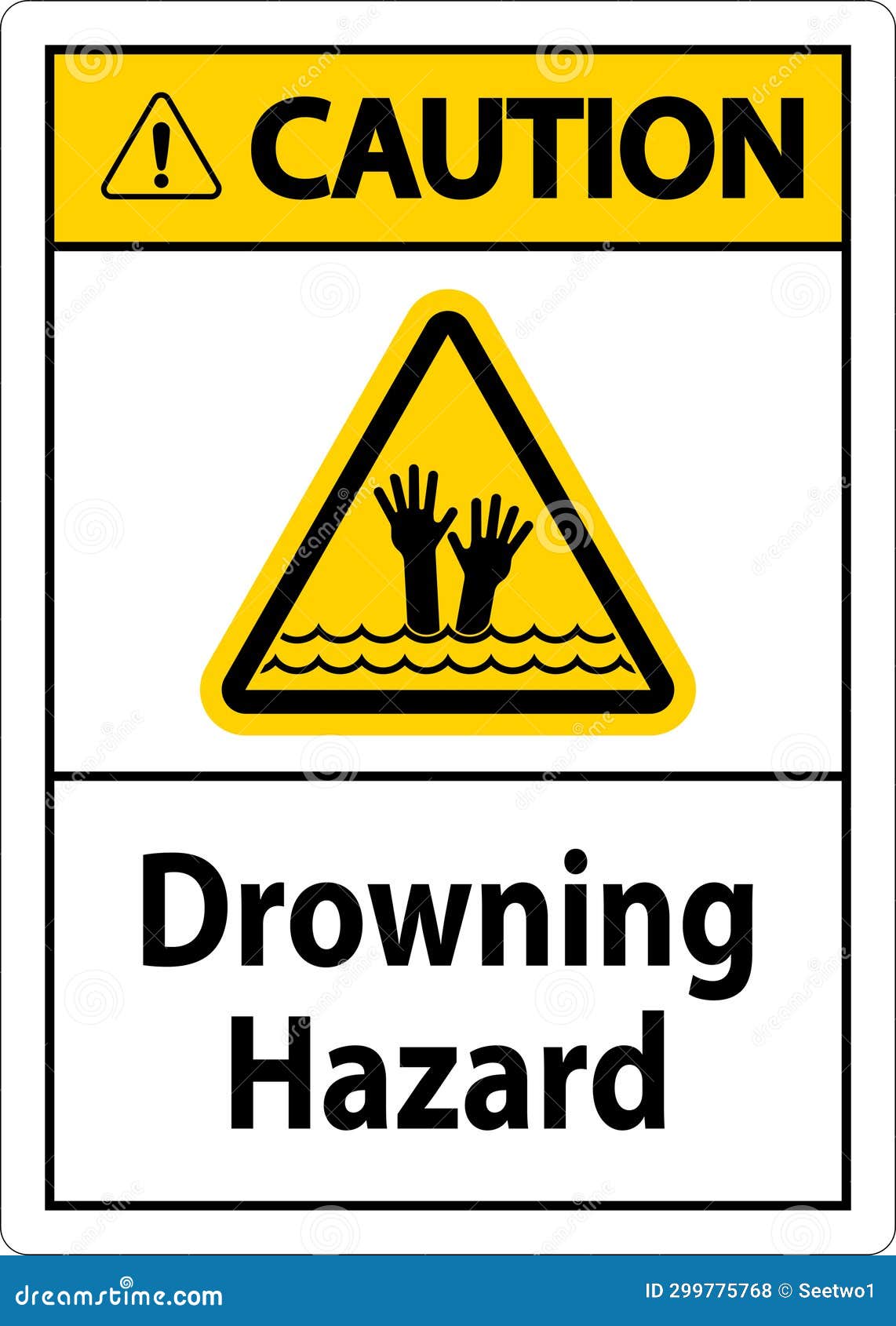 Beach Safety Sign Caution - Drowning Hazard Stock Vector - Illustration ...