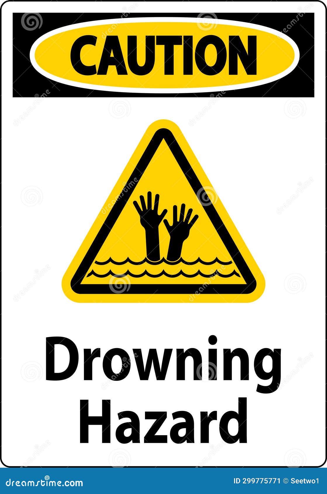 Beach Safety Sign Caution - Drowning Hazard Stock Vector - Illustration ...