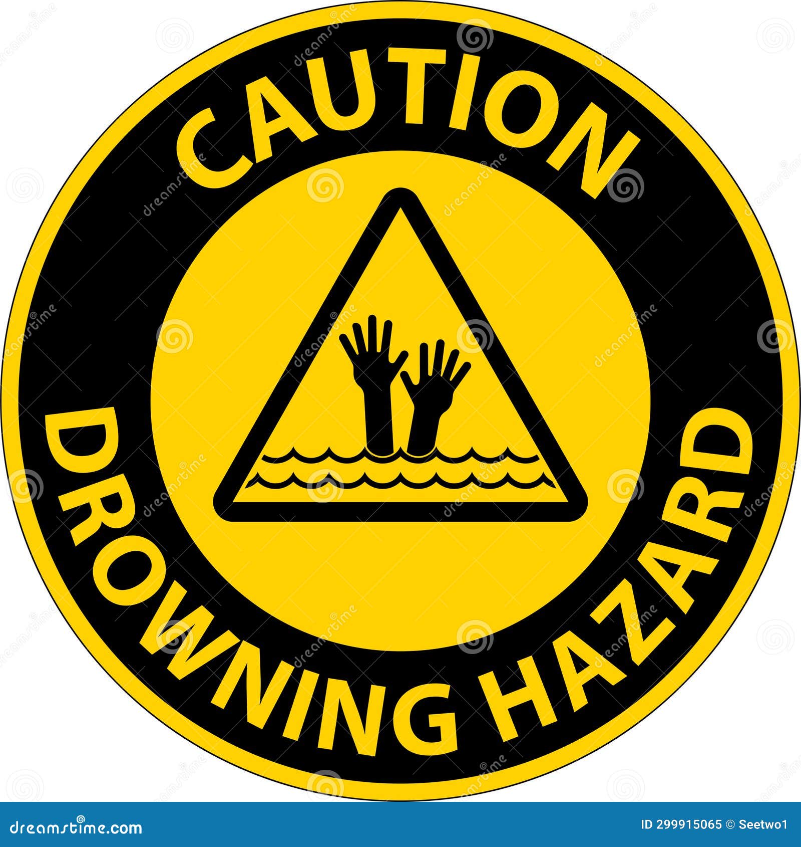 Beach Safety Sign Caution - Drowning Hazard Stock Vector - Illustration ...