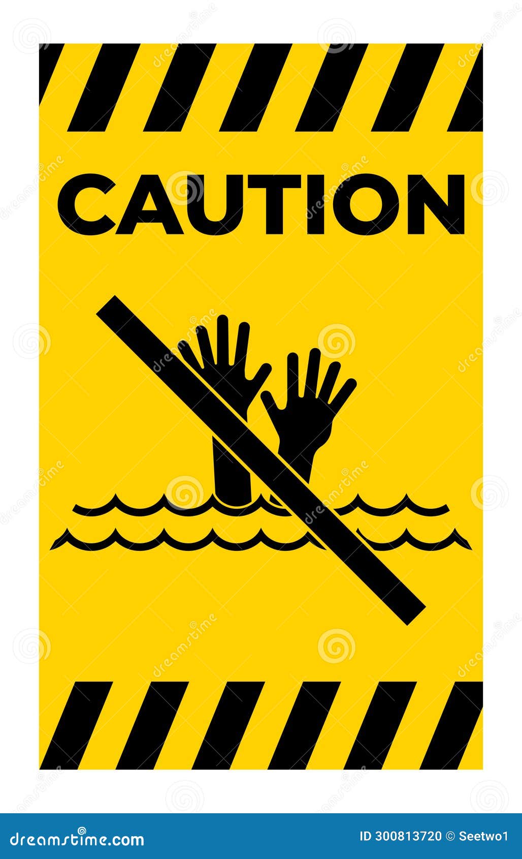 Beach Safety Sign Caution - Drowning Hazard Stock Vector - Illustration ...