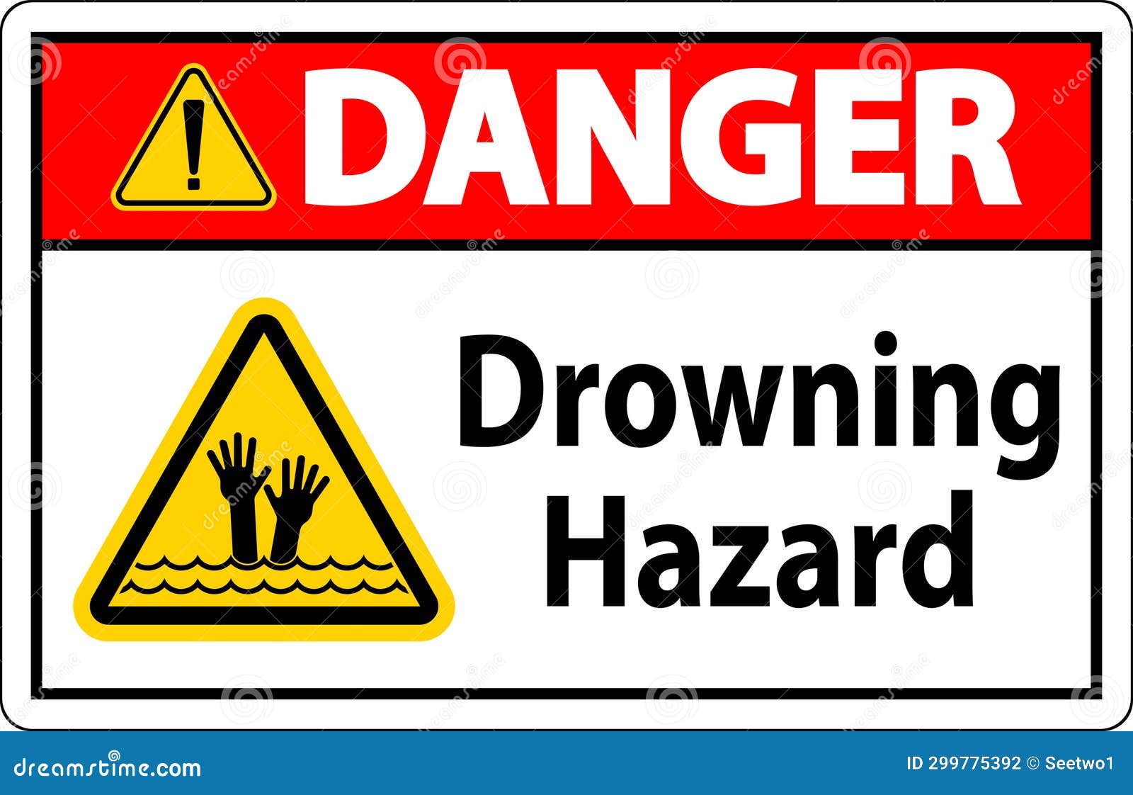 Beach Safety Sign Danger - Drowning Hazard Stock Vector - Illustration ...