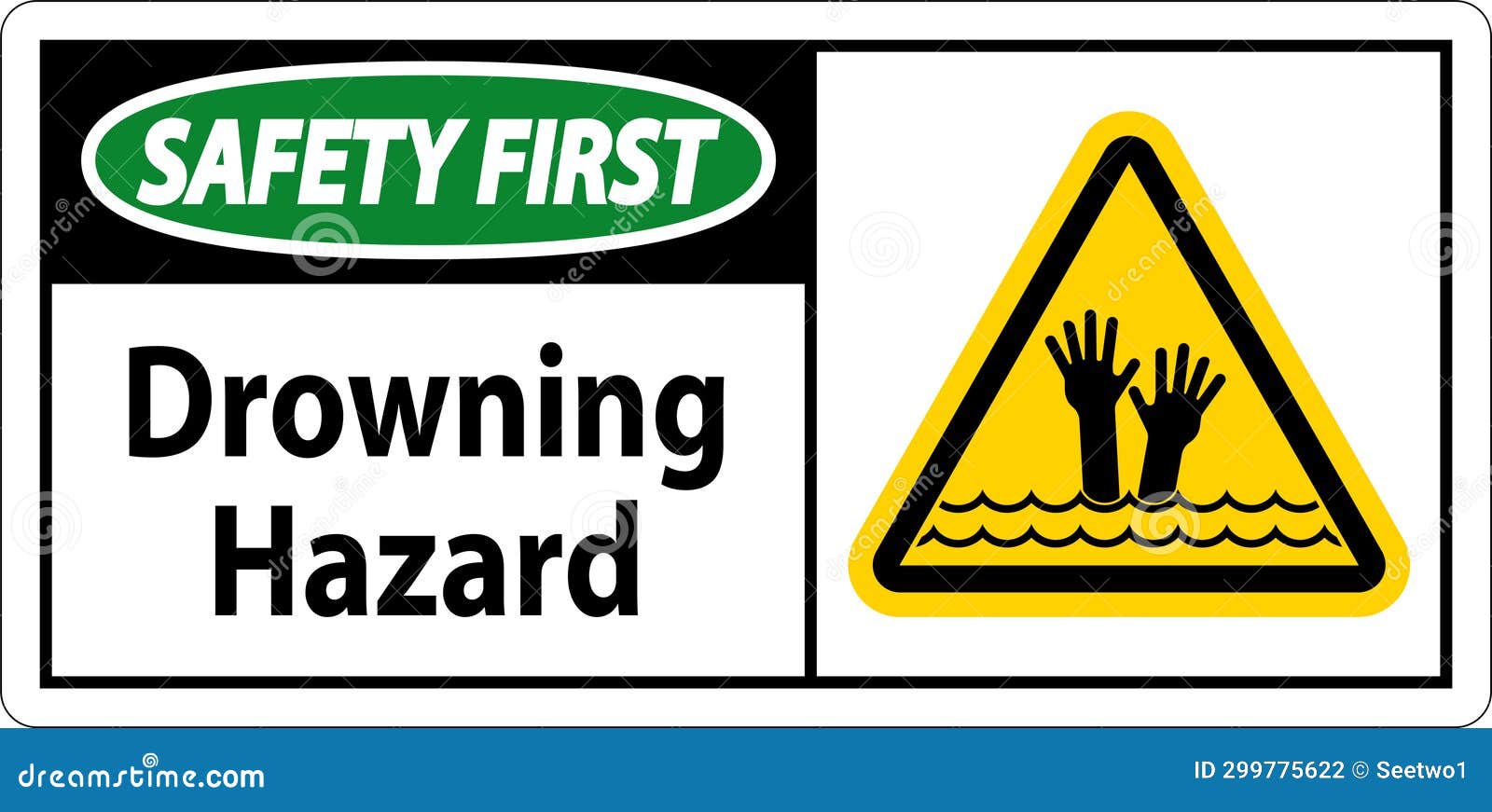 Beach Safety Sign Danger - Drowning Hazard Stock Vector - Illustration ...