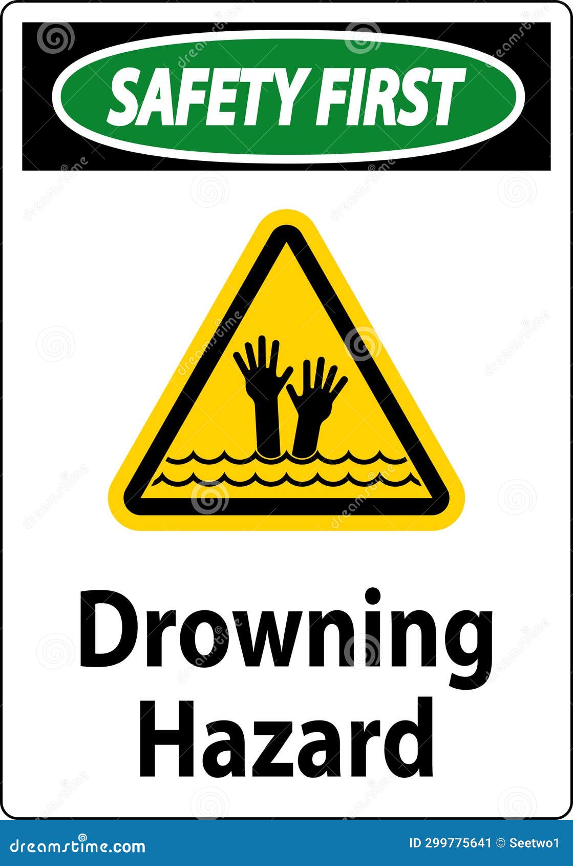 Beach Safety Sign Danger - Drowning Hazard Stock Vector - Illustration ...