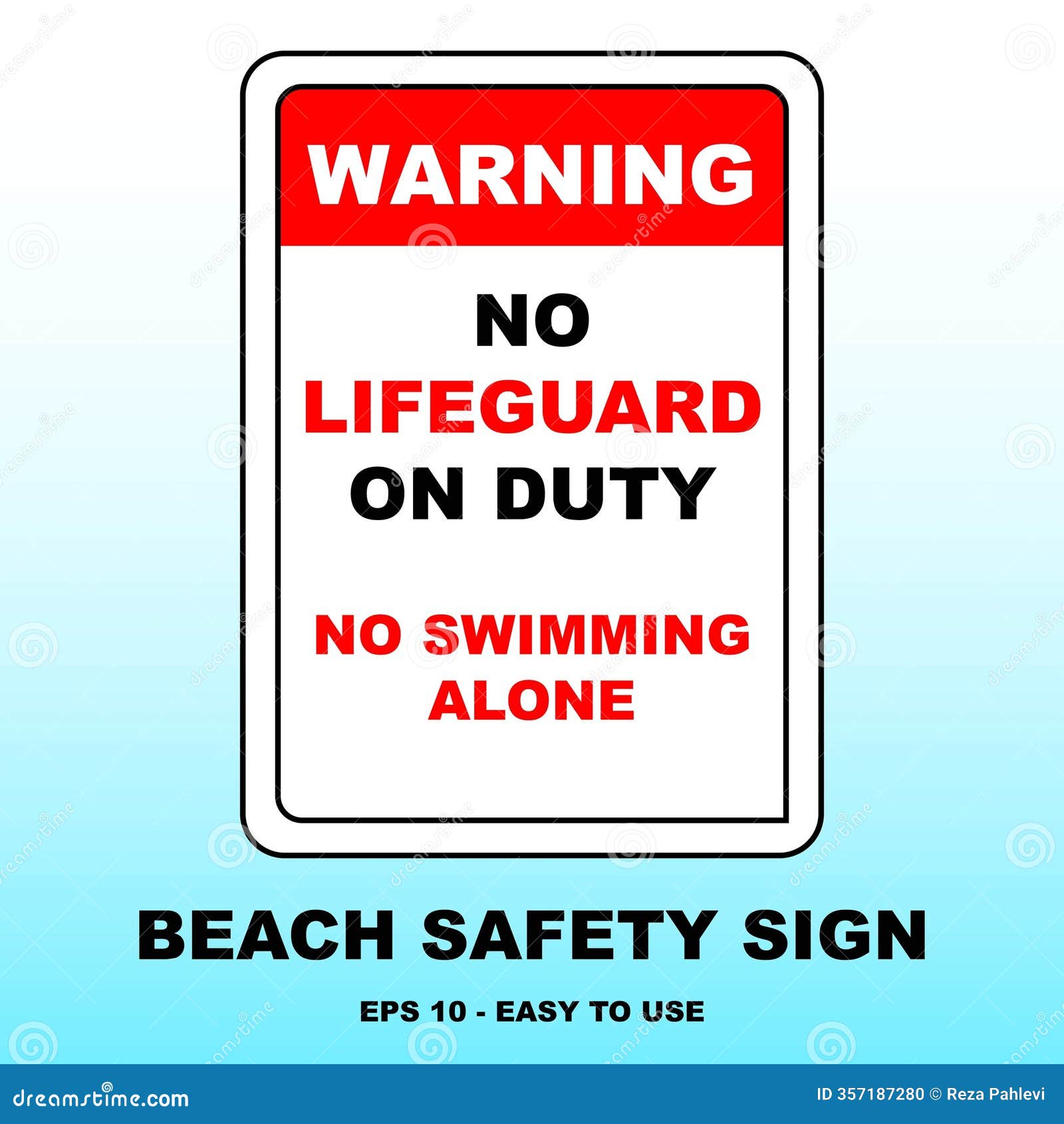 Beach Safety Sign: No Lifeguard On Duty Vector Design | CartoonDealer ...