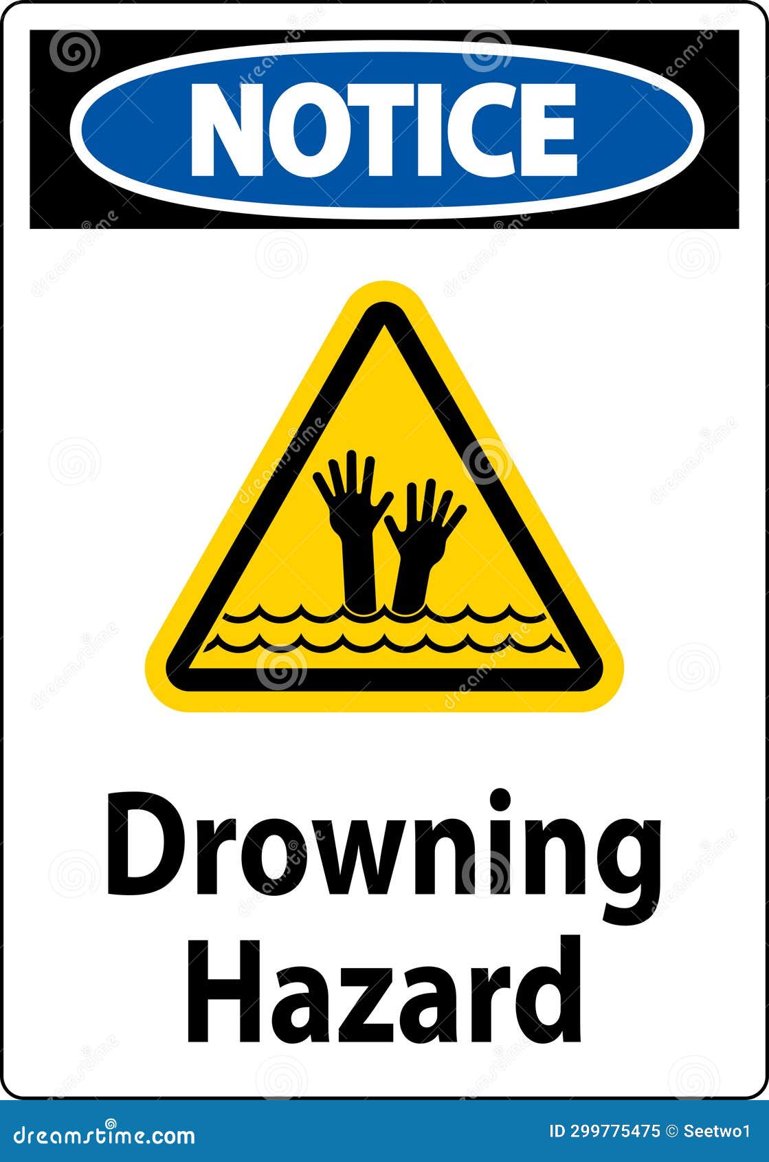Beach Safety Sign Notice - Drowning Hazard Stock Vector - Illustration ...