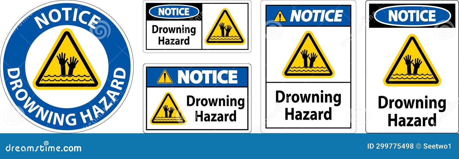 Beach Safety Sign Notice - Drowning Hazard Stock Vector - Illustration ...