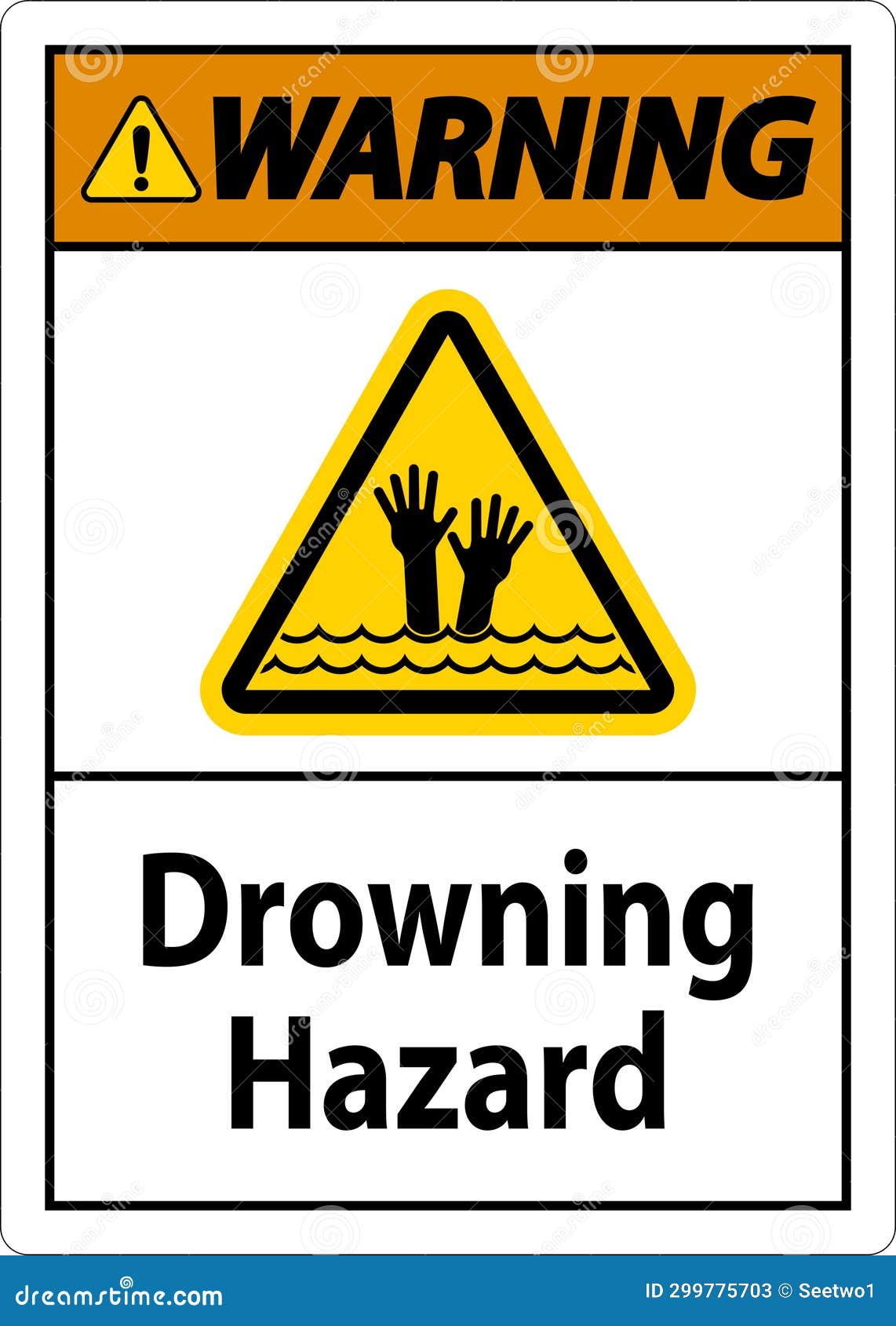 Beach Safety Sign Warning - Drowning Hazard Stock Vector - Illustration ...
