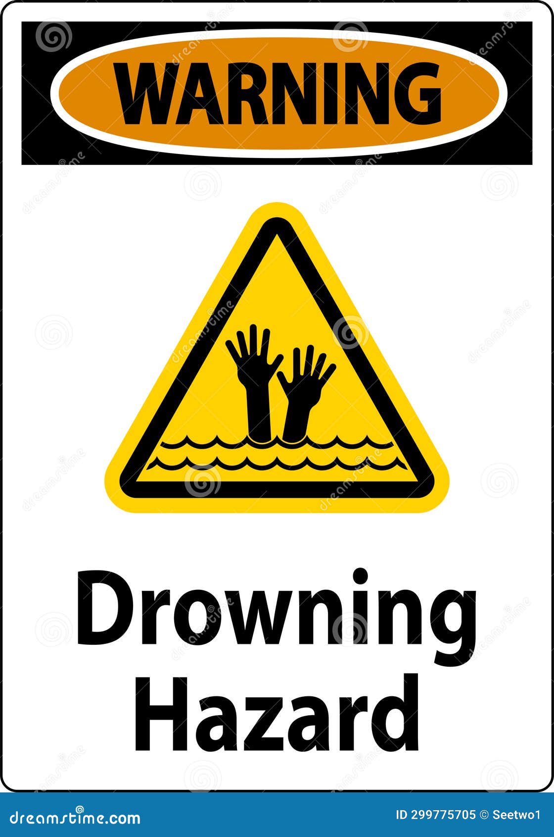 Beach Safety Sign Warning - Drowning Hazard Stock Vector - Illustration ...