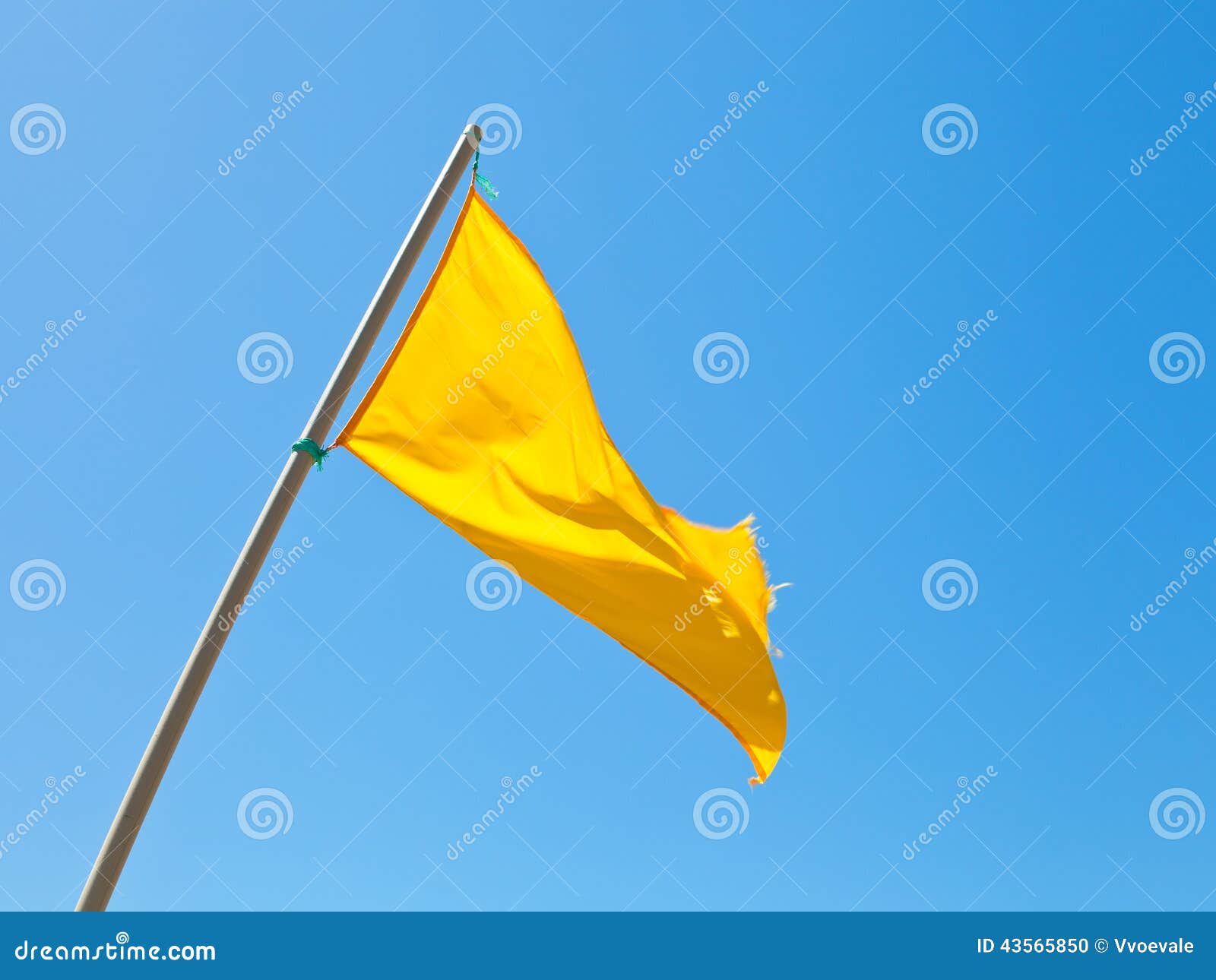 Beach Safety Warning Yellow Flag with Blue Sky Stock Photo - Image of ...
