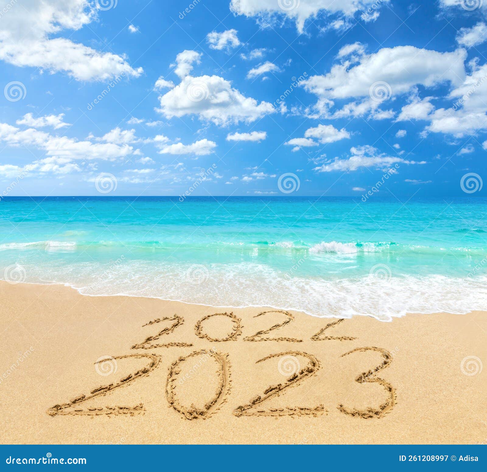 2022 and 2023 on a Beach Sand Stock Image - Image of postcard, 2023: ...