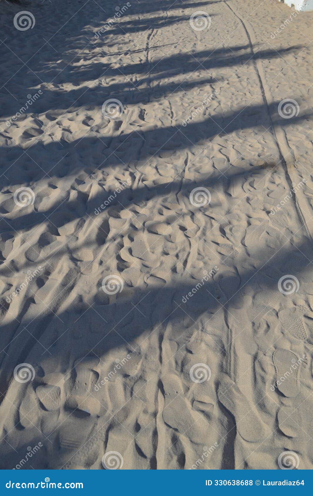 Shadows on beach sand path stock photo. Image of sand - 330638688