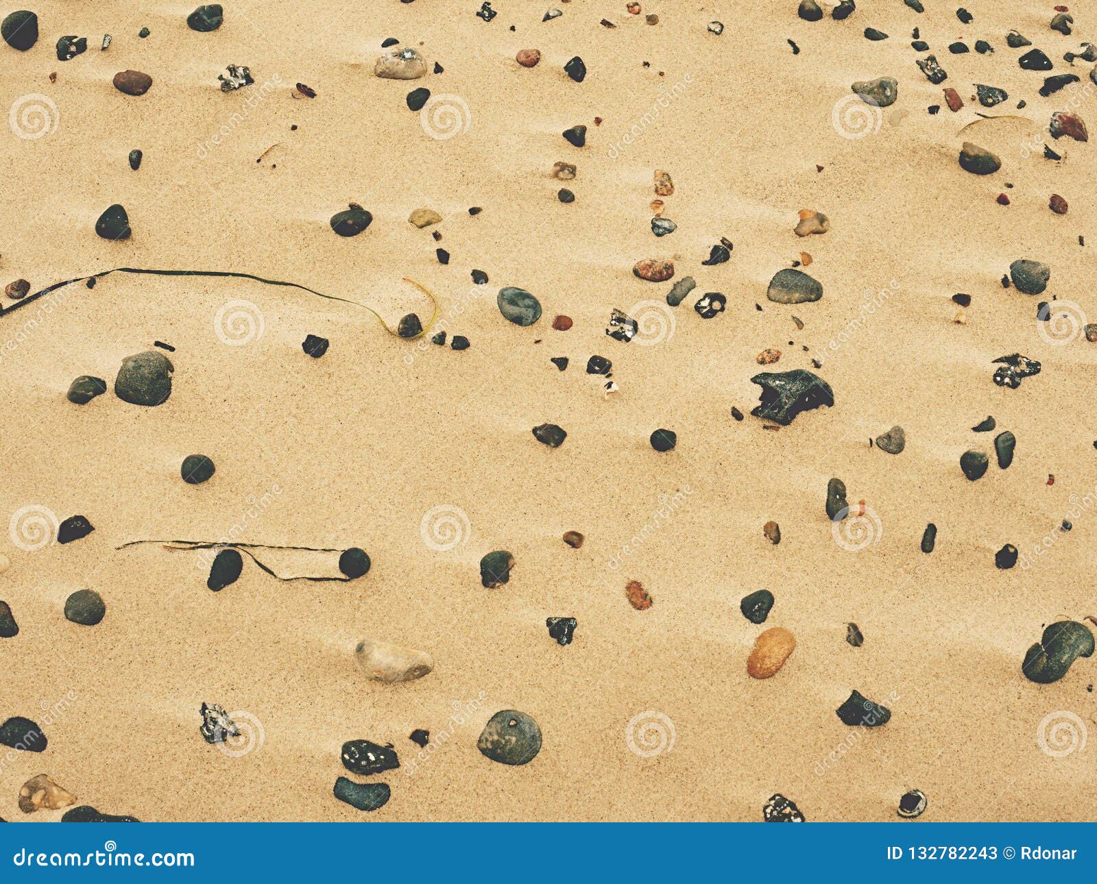 Beach Sand with Pebbles and Shells. Sea Pebble Stones Stock Image ...