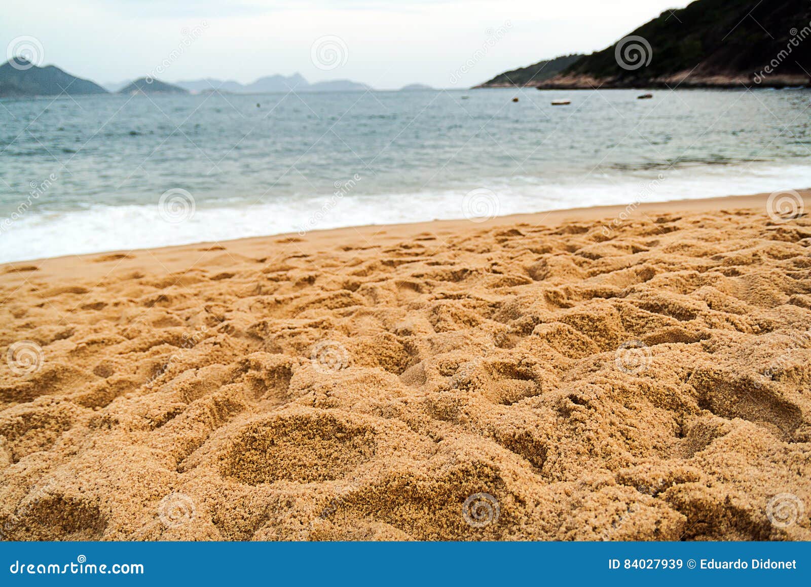 Beach with Sand, Sea and Mountains Stock Image - Image of outdoor ...
