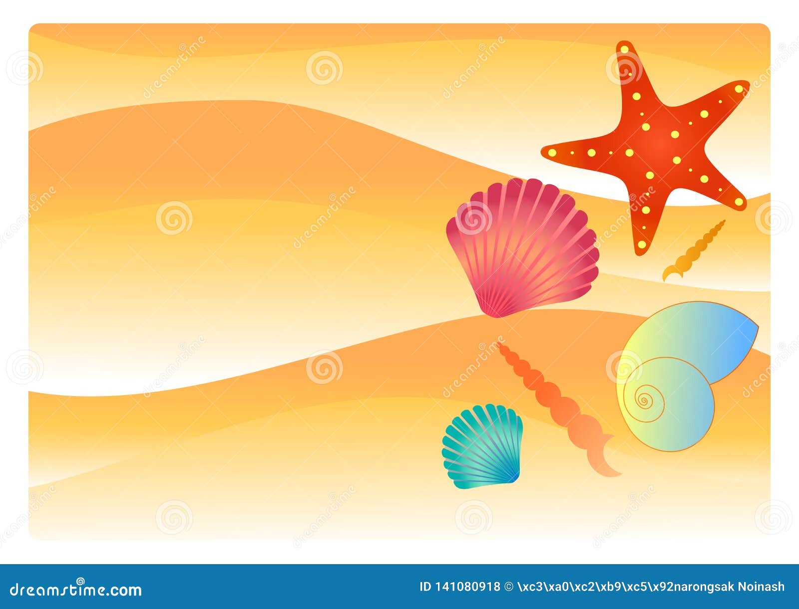 Beach Sand with Shells and Starfish. Stock Illustration - Illustration ...