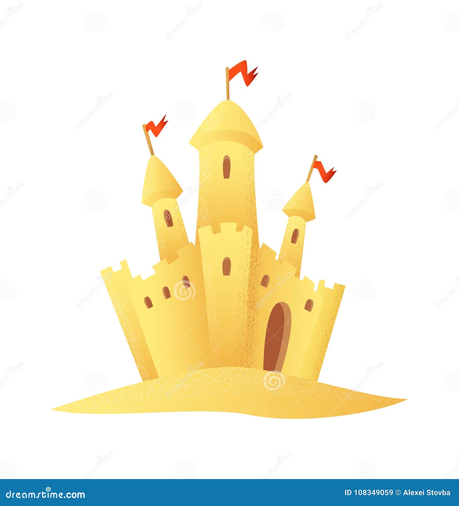 Beach Sandy Castle Cartoon Style Icon Stock Illustration - Illustration ...