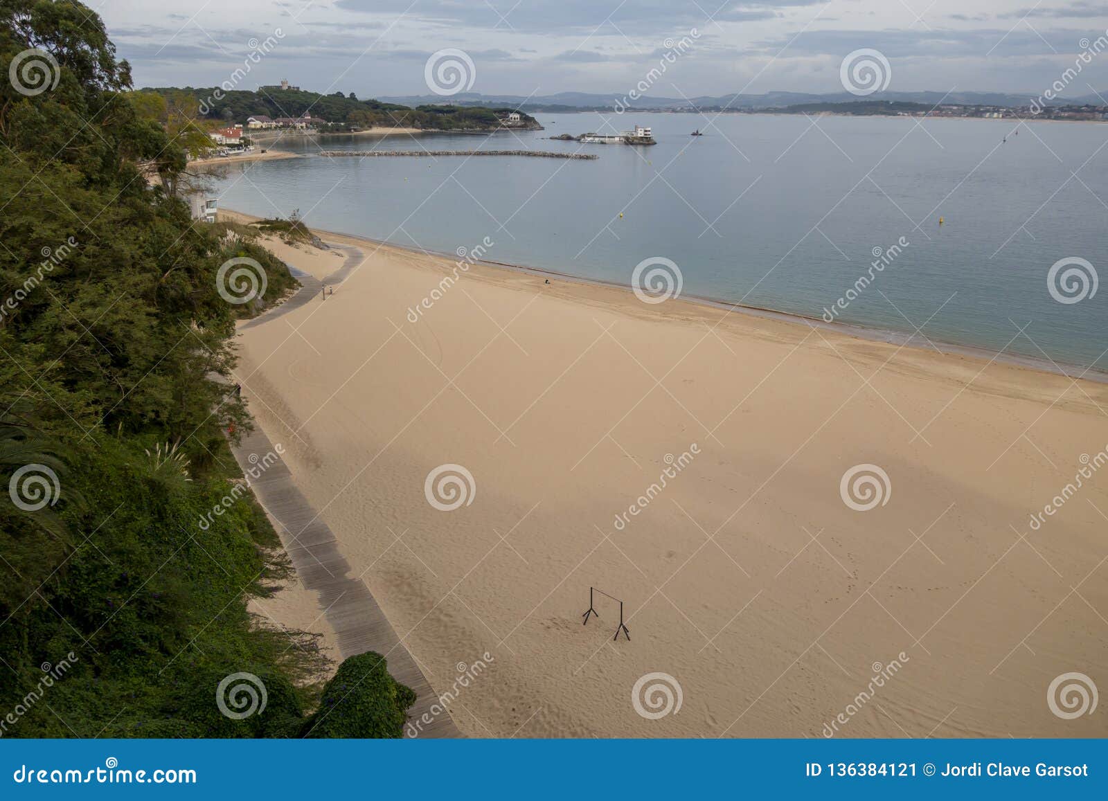 Beach in Santander, Spain stock image. Image of cold - 136384121