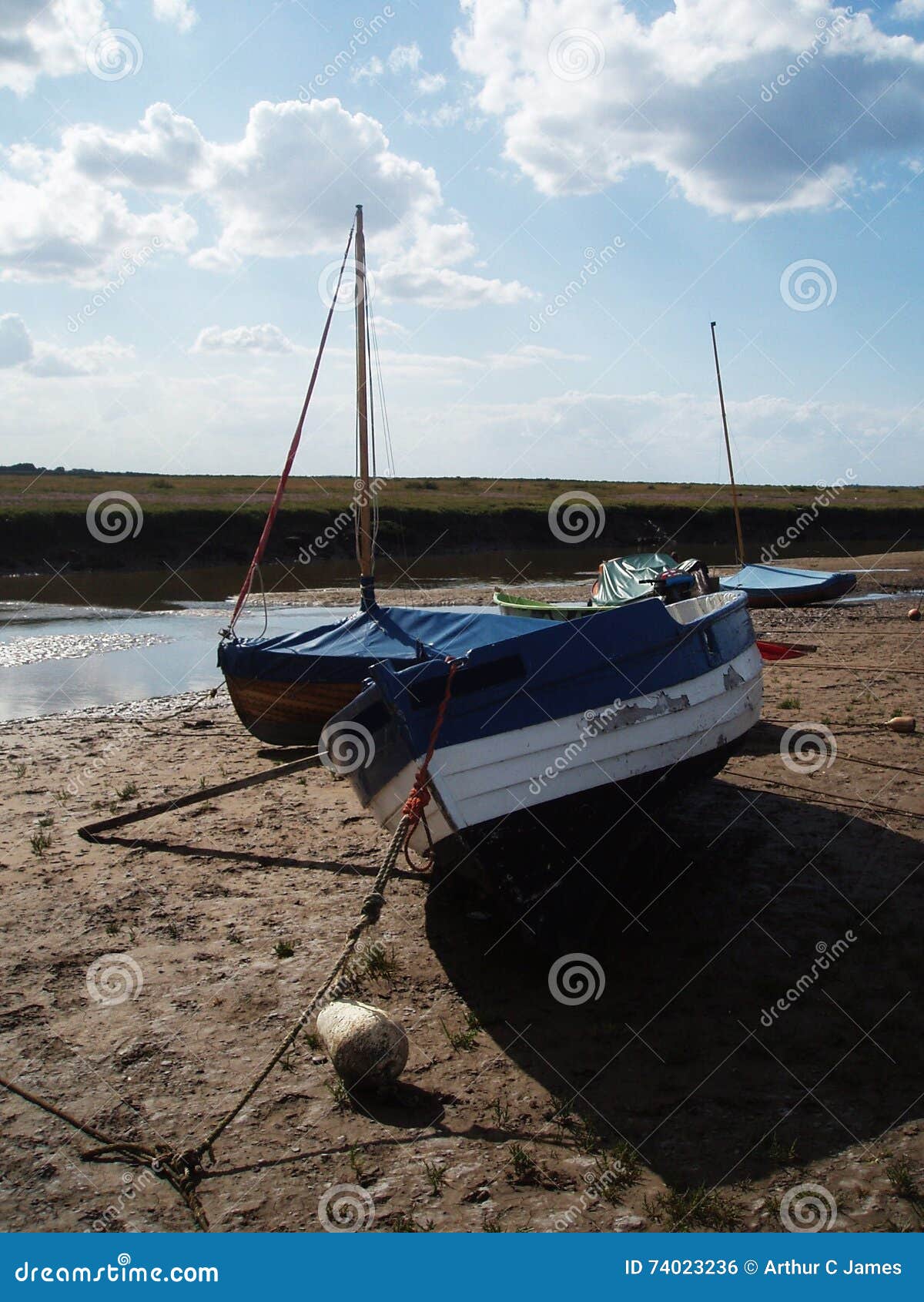 Beach scene stock photo. Image of boat, scene, fishingboat - 74023236