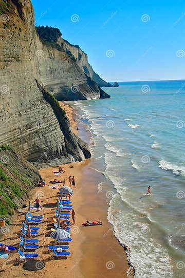 Beach Scene from Corfu Island Stock Image - Image of relax, chair: 1619953