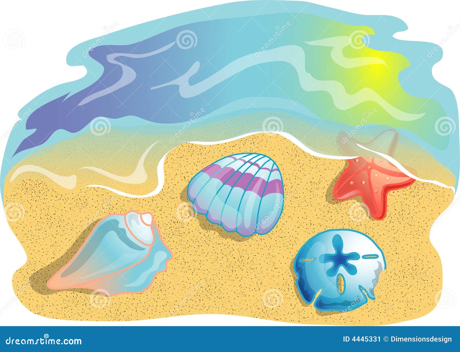 Beach scene illustration stock vector. Illustration of jellyfish - 4445331