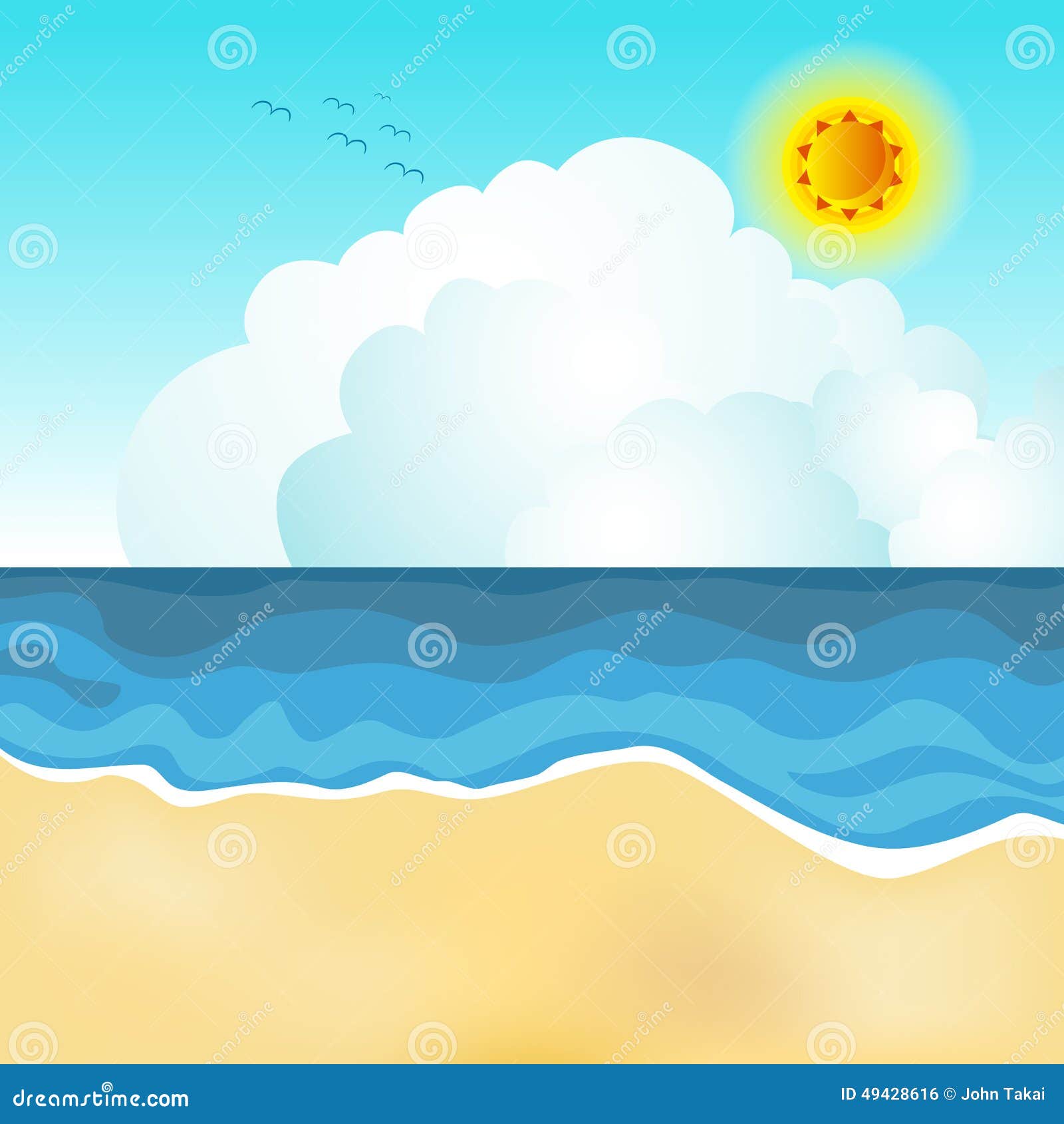 Beach Scene stock vector. Illustration of clip, beach - 49428616