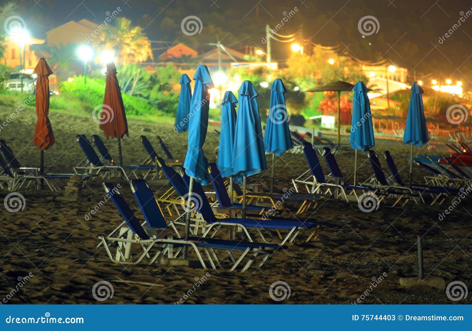 Beach Scene on the Island Corfu by Night Stock Image - Image of scene ...