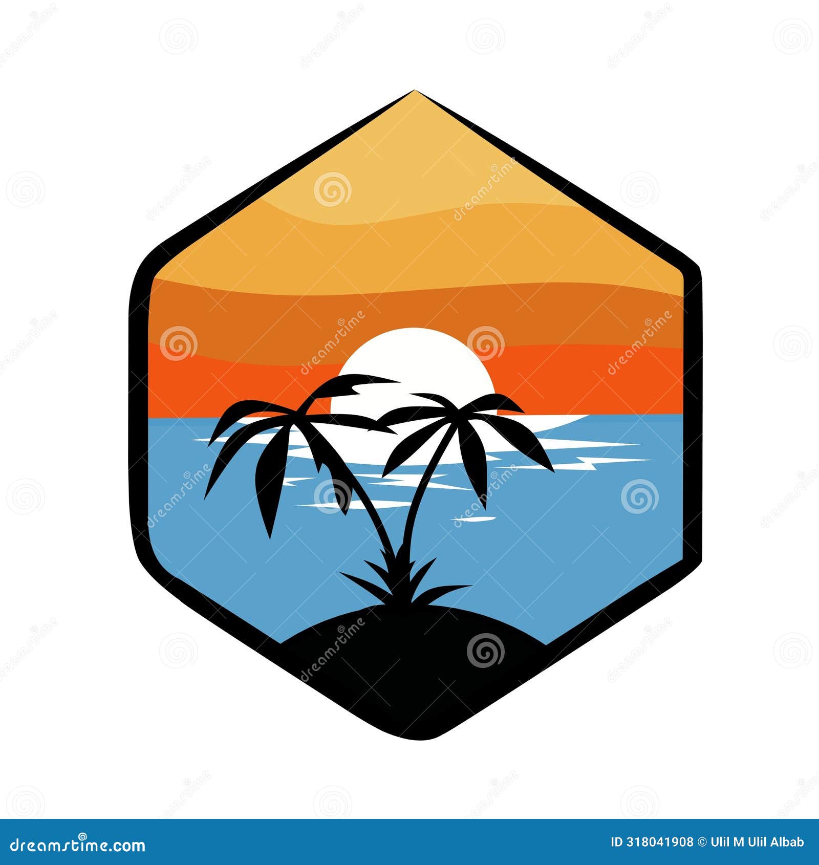 Beach Scene Logo Design Vector Template Stock Vector - Illustration of ...