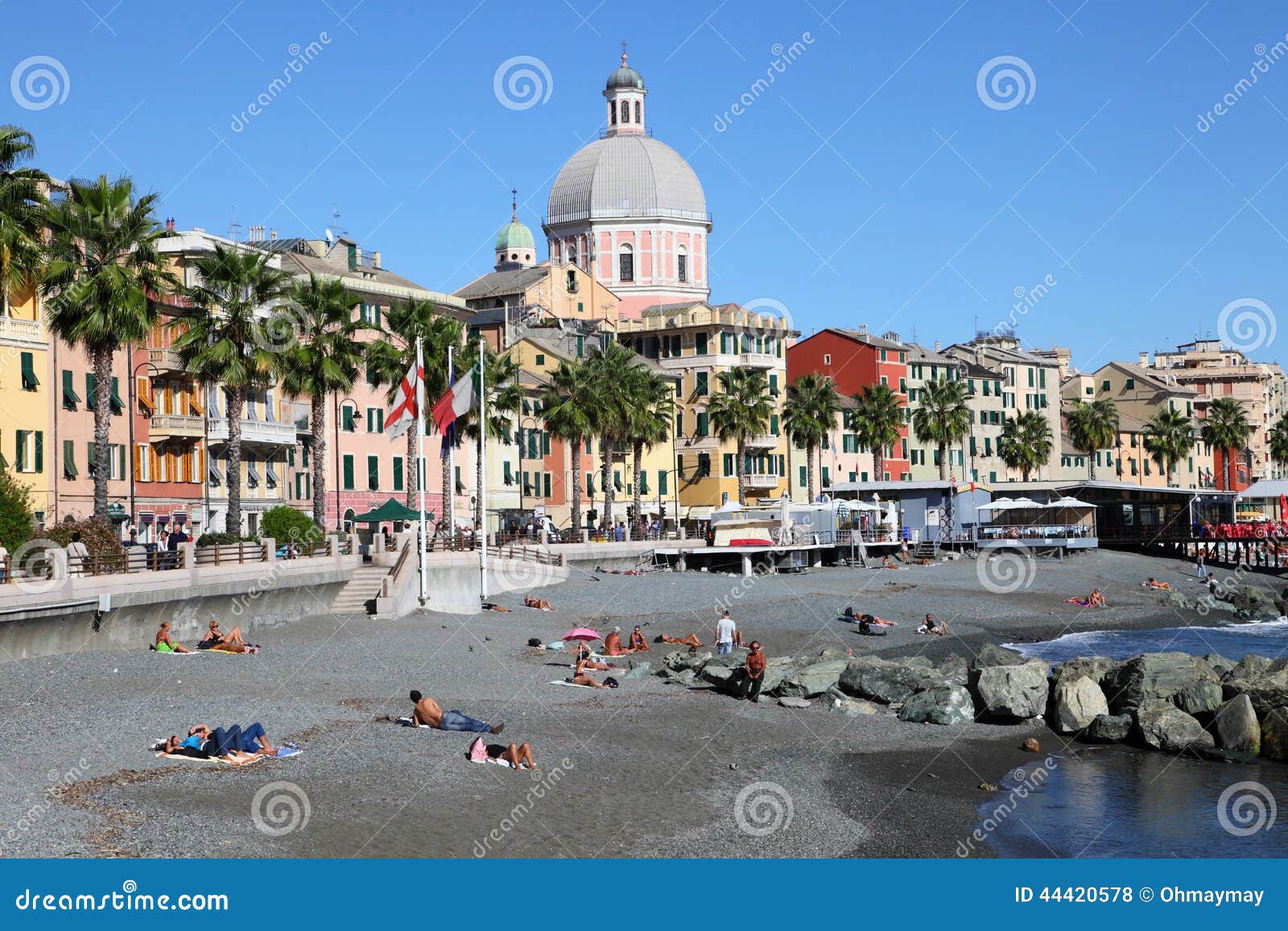 Beach Scene at Pegli in Summer Editorial Stock Photo - Image of liguria ...