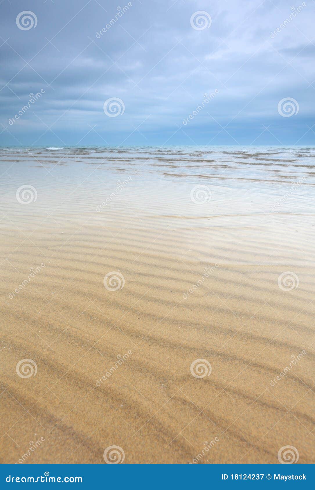 Beach Scene with Sand Ripples and Beautiful Sky Stock Image - Image of ...