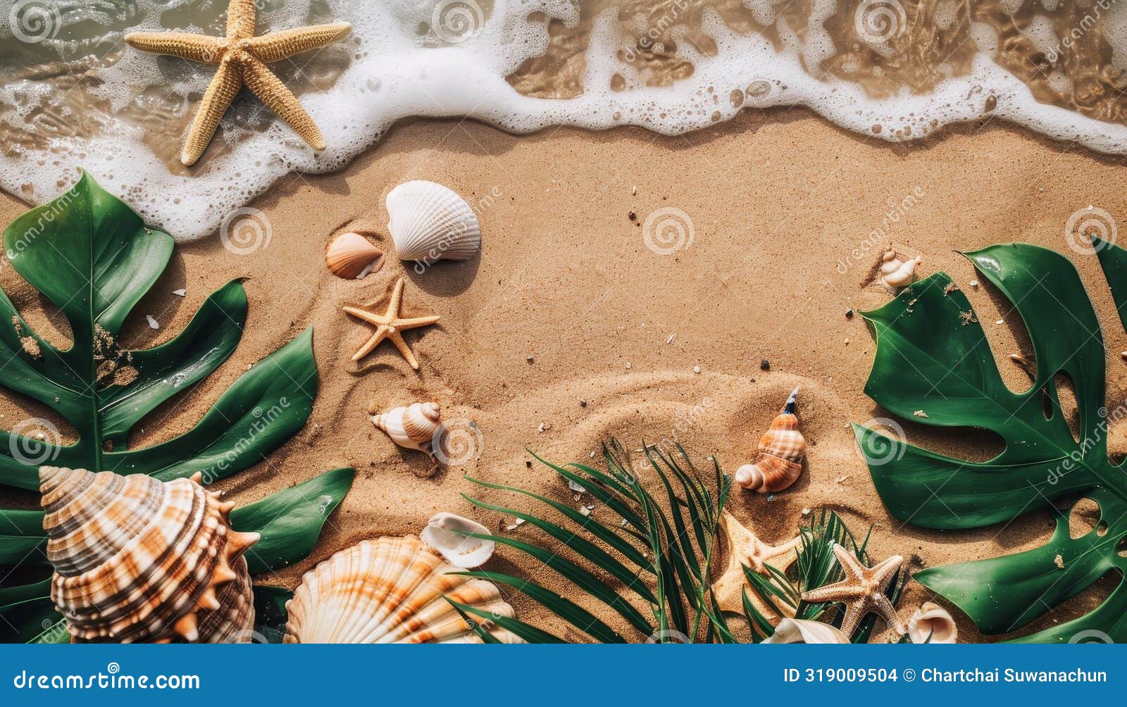 A Beach Scene with Shells, Seaweed, and a Starfish by AI Generated ...