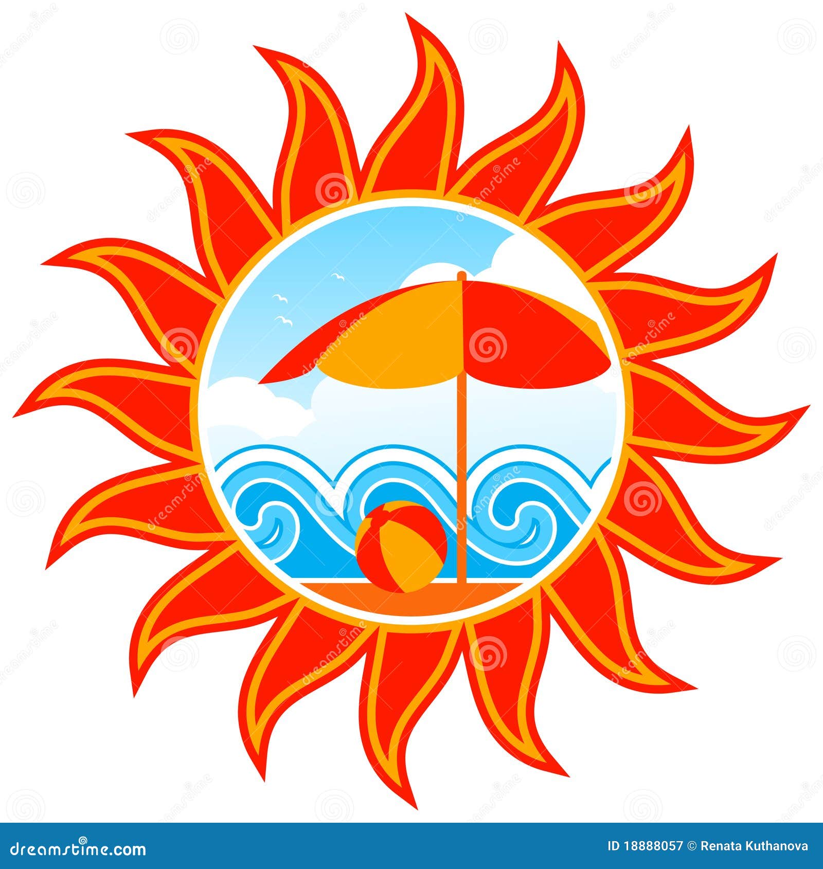 Beach scene in sun stock vector. Illustration of season - 18888057 Beach scene in sun stock vector. Illustration of season - 18888057