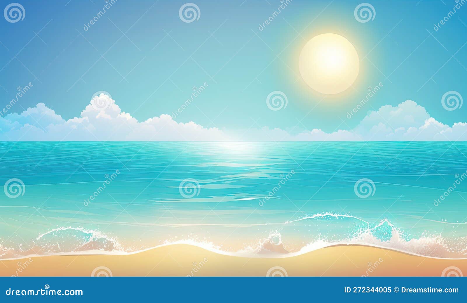 A Beach Scene with the Sun Shining Over the Water and Clouds in the Sky ...