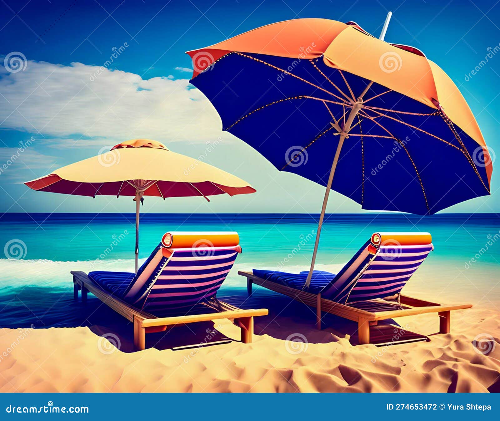 Beach Scene with a Beach Umbrella and a Beach. Vacation Stock ...