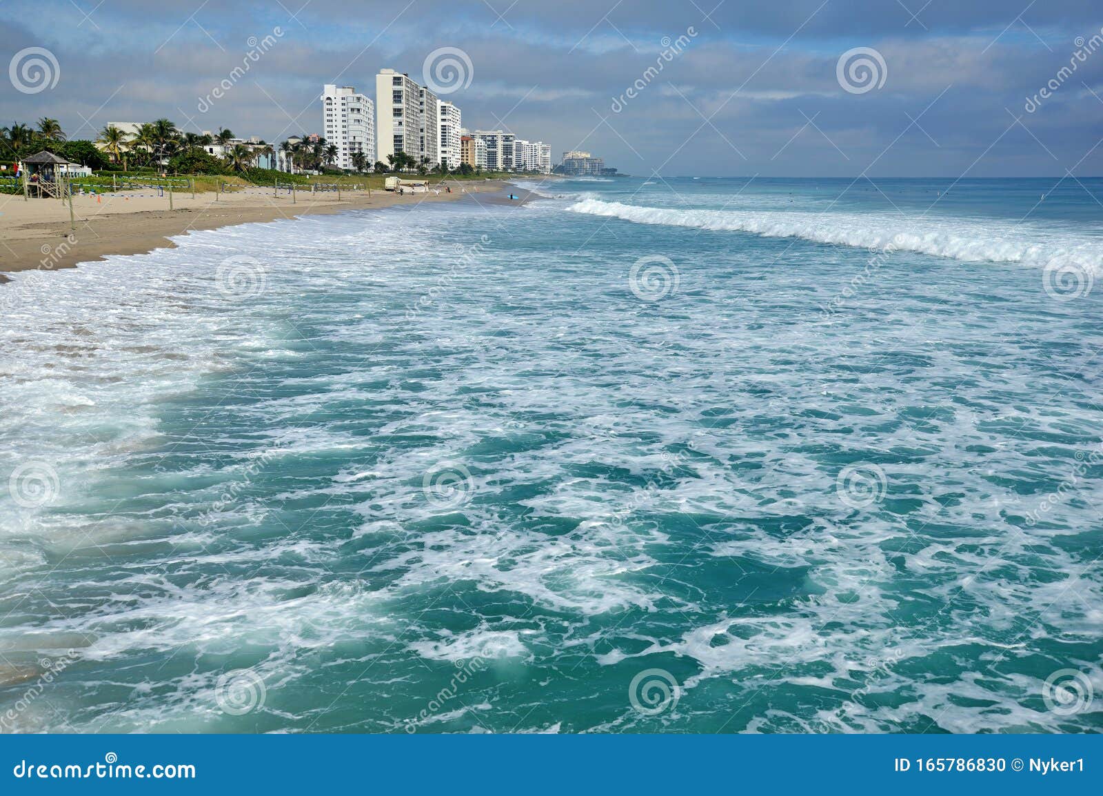Beach Scene with Waves in Atlantic Ocean in Florida Stock Photo - Image ...