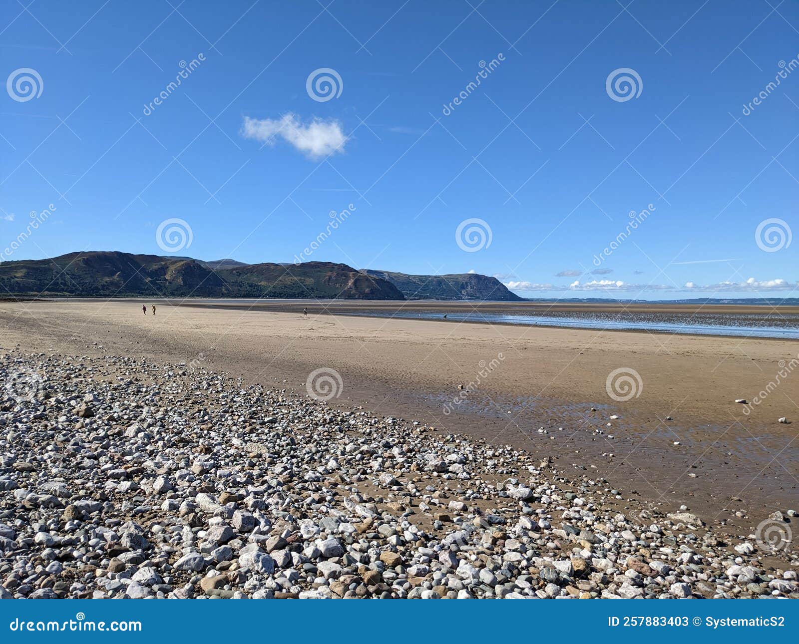 Beach Sea Cliffs Mountains Sun Wales Stock Image - Image of shoreline ...